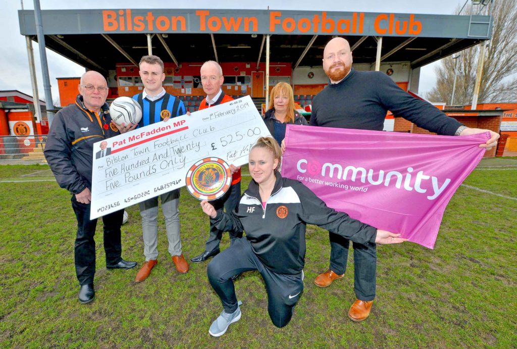 Pat McFadden MP presents Bilston Town Football Club with a cheque - Pat ...